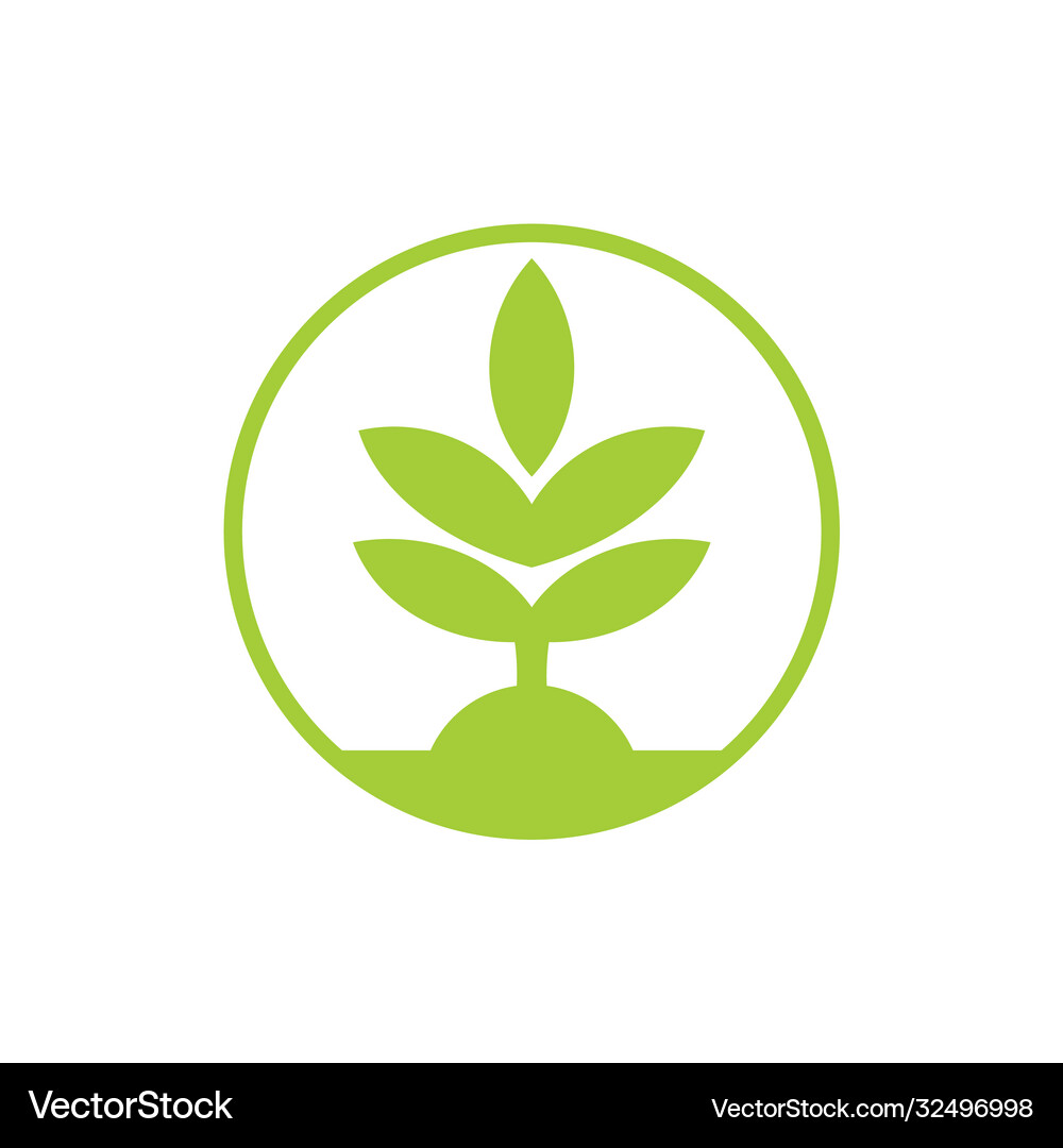 Simple geometric green plant circle logo Vector Image