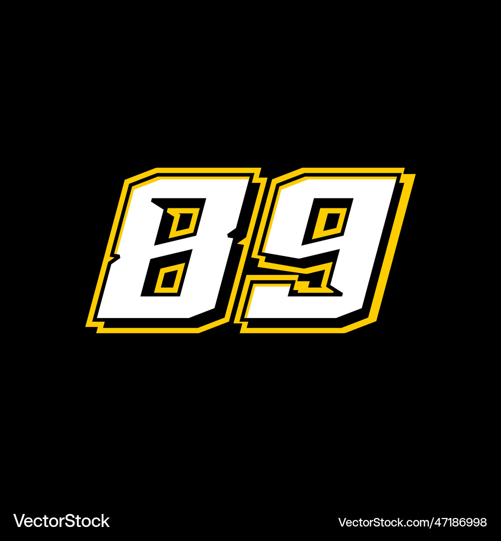 Sport racing number template 89 Royalty Free Vector Image