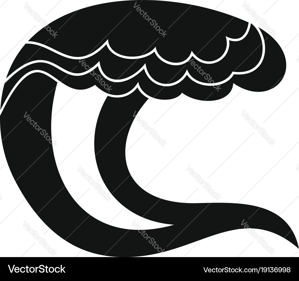 Wave water sea icon simple black style Royalty Free Vector