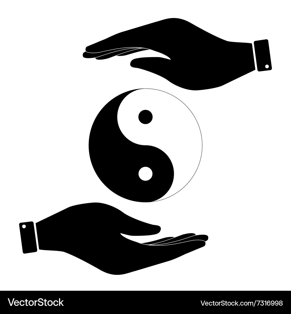 Yin and yang in hand icon Royalty Free Vector Image