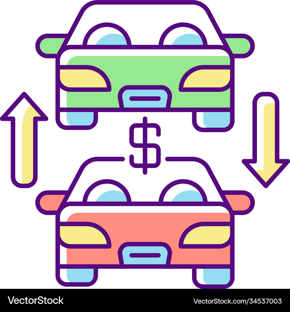 Auto trade rgb color icon Royalty Free Vector Image