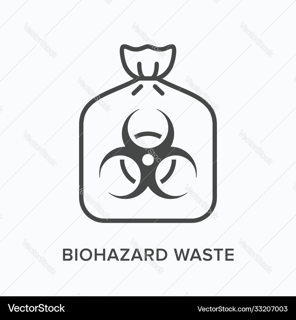 Biohazard waste line icon outline Royalty Free Vector Image