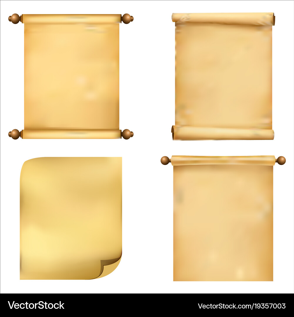 Collection of ancient scrolls of papyrus Vector Image