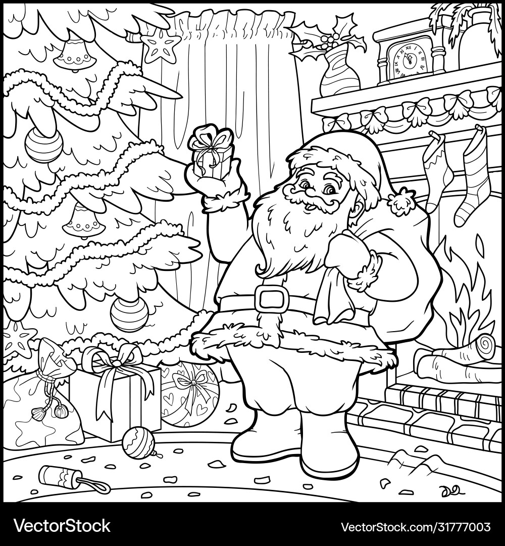 Coloring book santa claus Royalty Free Vector Image