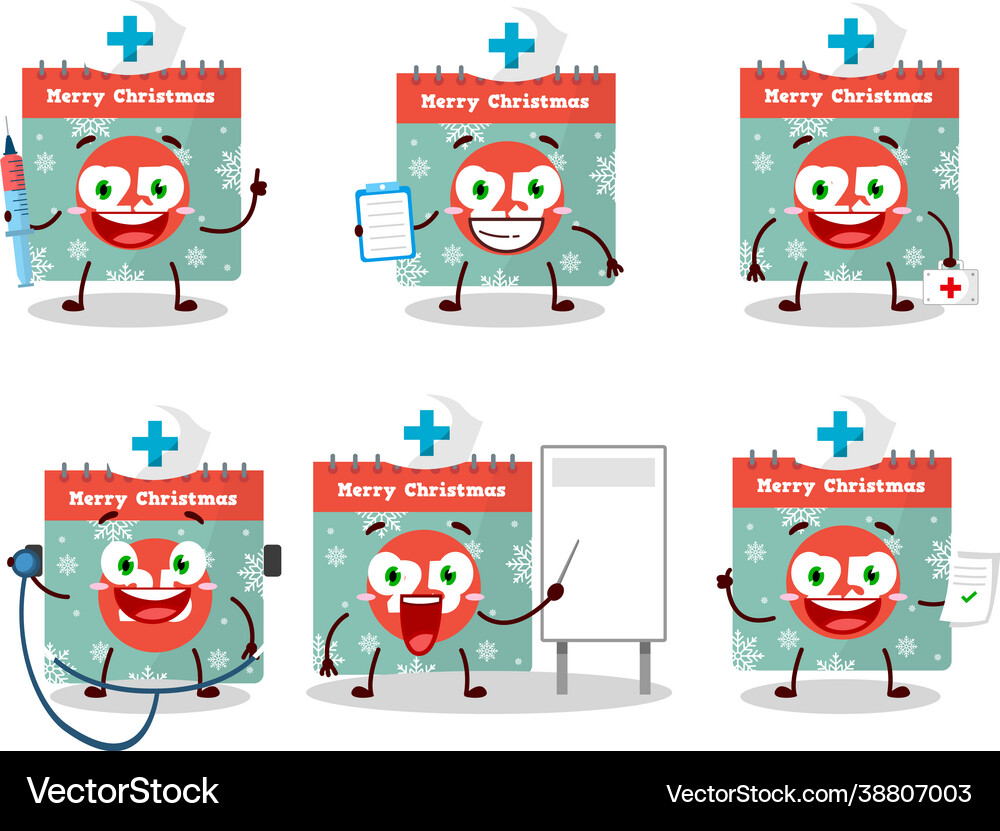 Doctor profession emoticon with 25th december Vector Image
