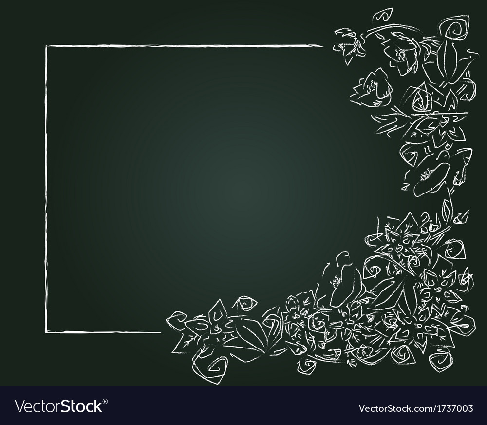 Floral card hand drawn chalk flowers and leaves Vector Image
