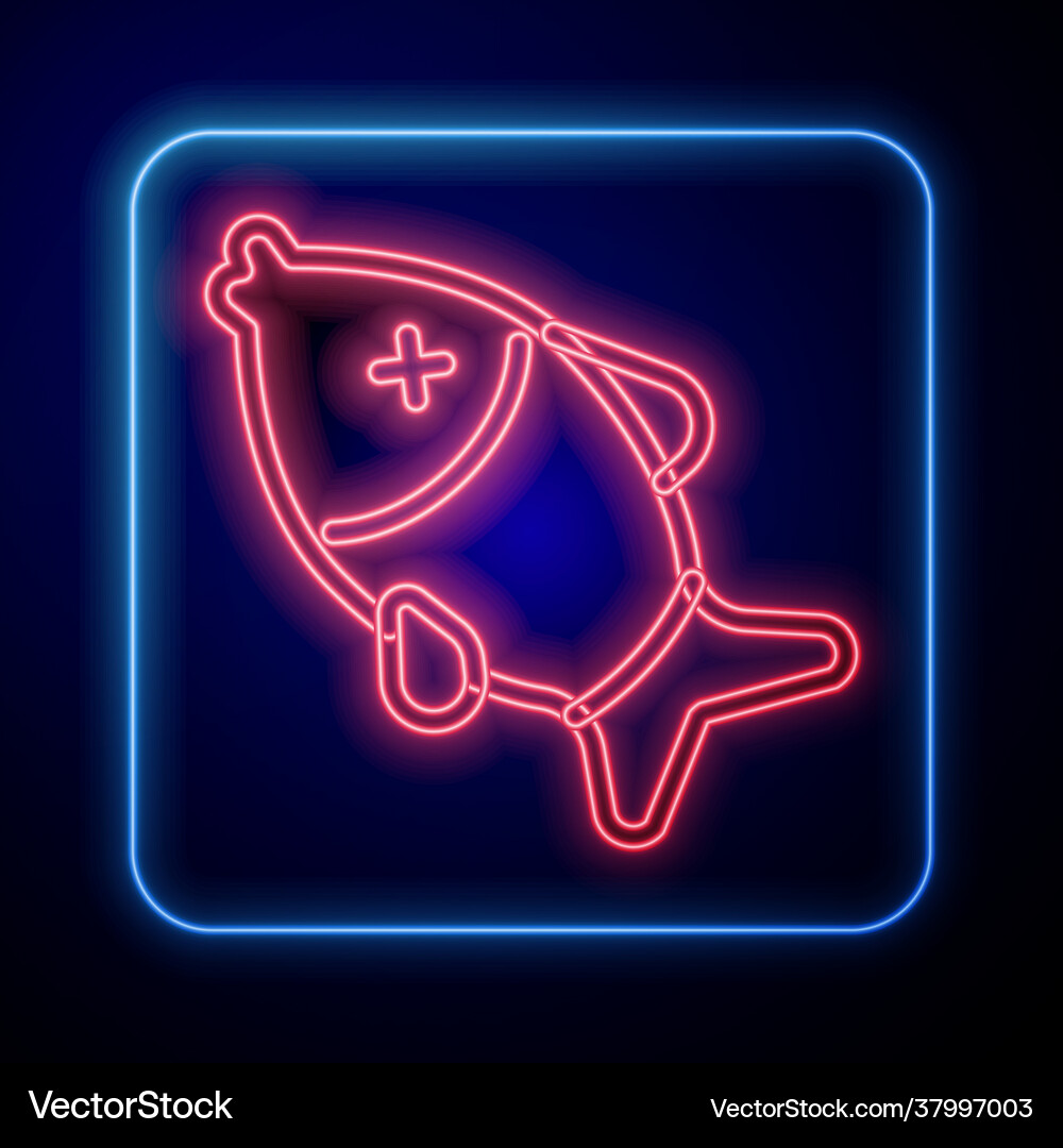 Glowing neon dead fish icon isolated on black Vector Image