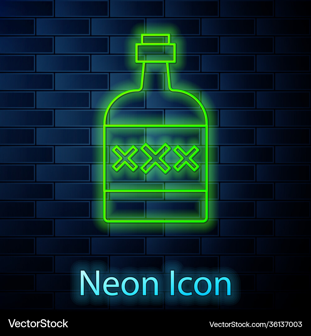 Glowing neon line tequila bottle icon isolated Vector Image