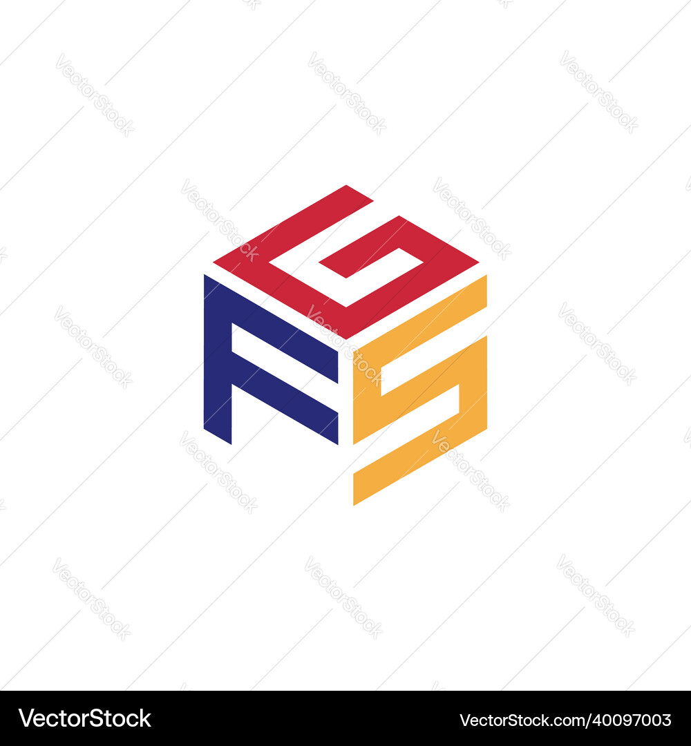 Hexagon logo with the letters gfs design Vector Image