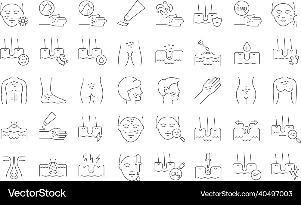 Set of linear icons dermatology Royalty Free Vector Image