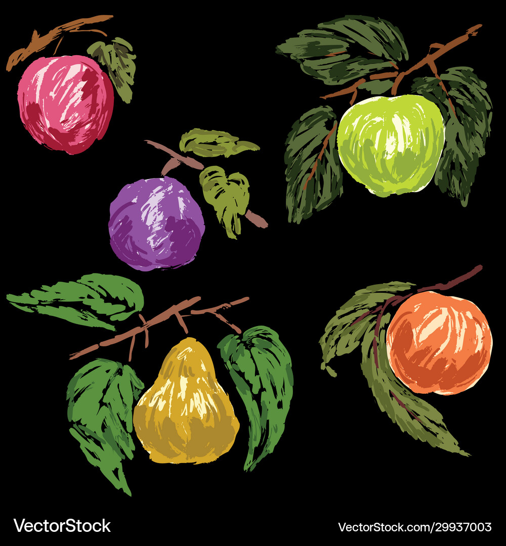 Sketches various ripe fruits Royalty Free Vector Image