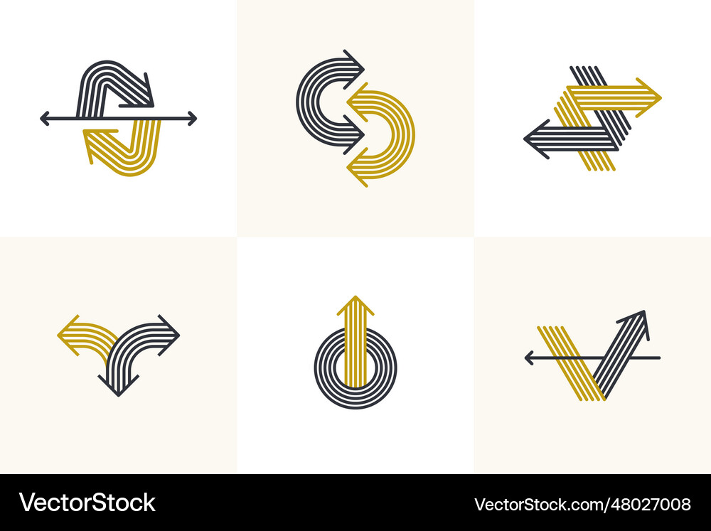 Arrow original logos set isolated pictogram Vector Image