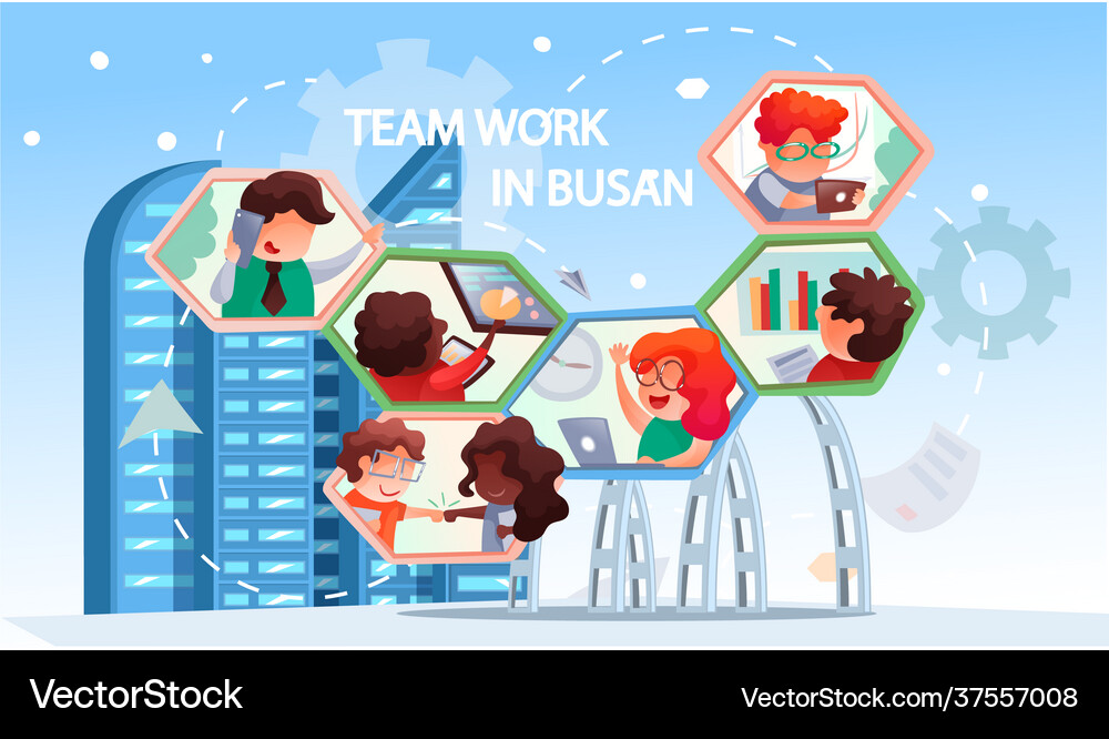 Business people showing joint teamwork concept Vector Image