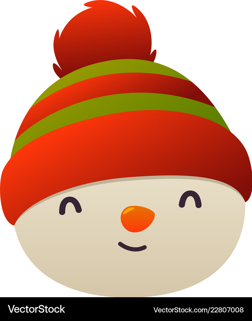 Cheerful cute snowman head on white background Vector Image