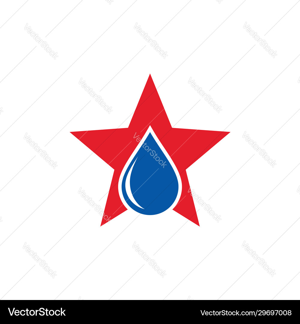 Drop water and star logo template design eps 10 Vector Image