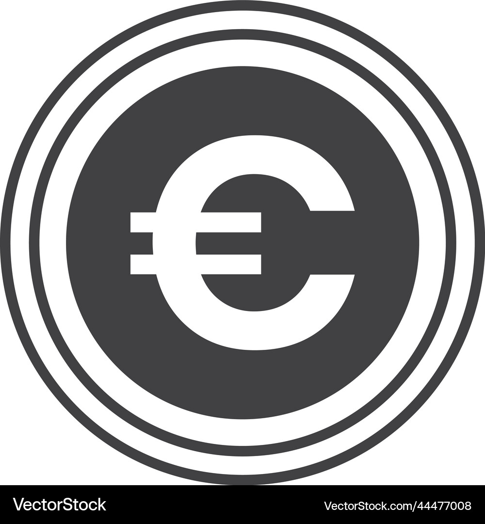 Euro coin in minimal style Royalty Free Vector Image