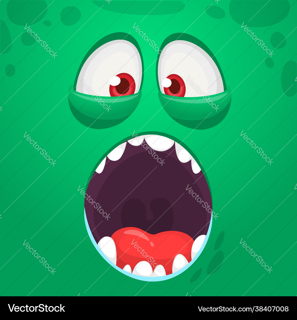 Funny cartoon monster face square avatar Vector Image
