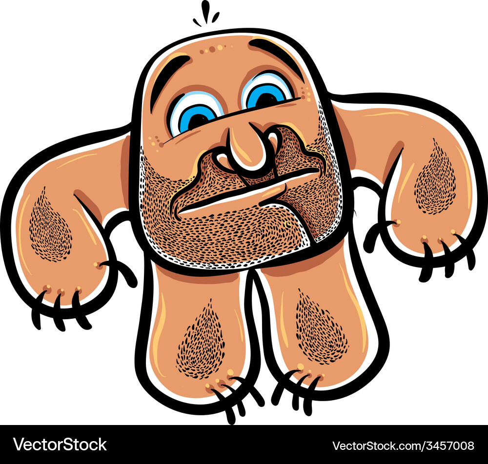 Funny cartoon monster with stubble Royalty Free Vector Image