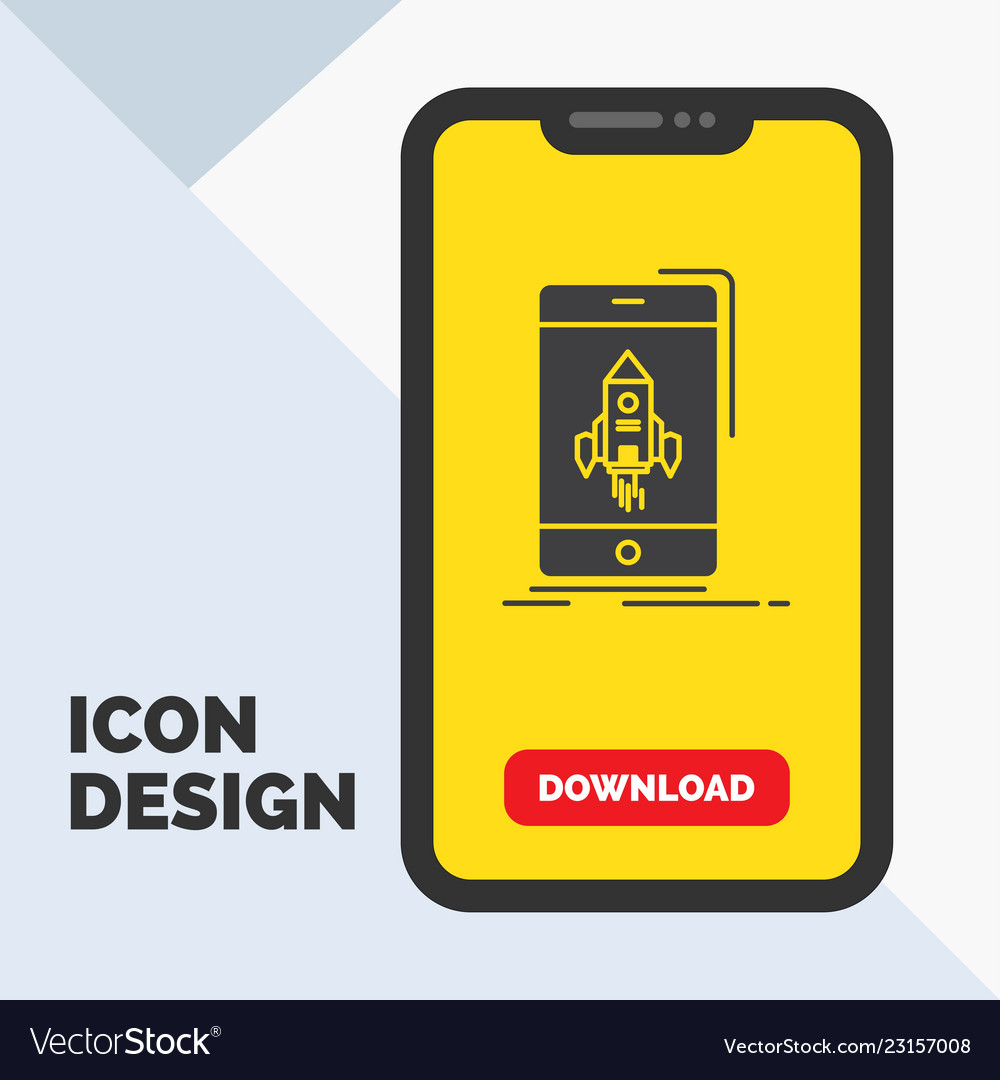 Game gaming start mobile phone glyph icon Vector Image Game gaming start mobile phone glyph icon Vector Image