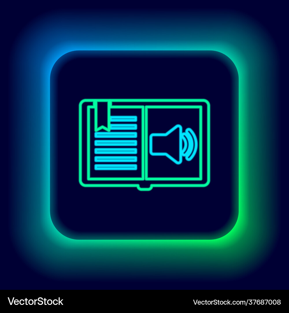 Glowing neon line audio book icon isolated Vector Image