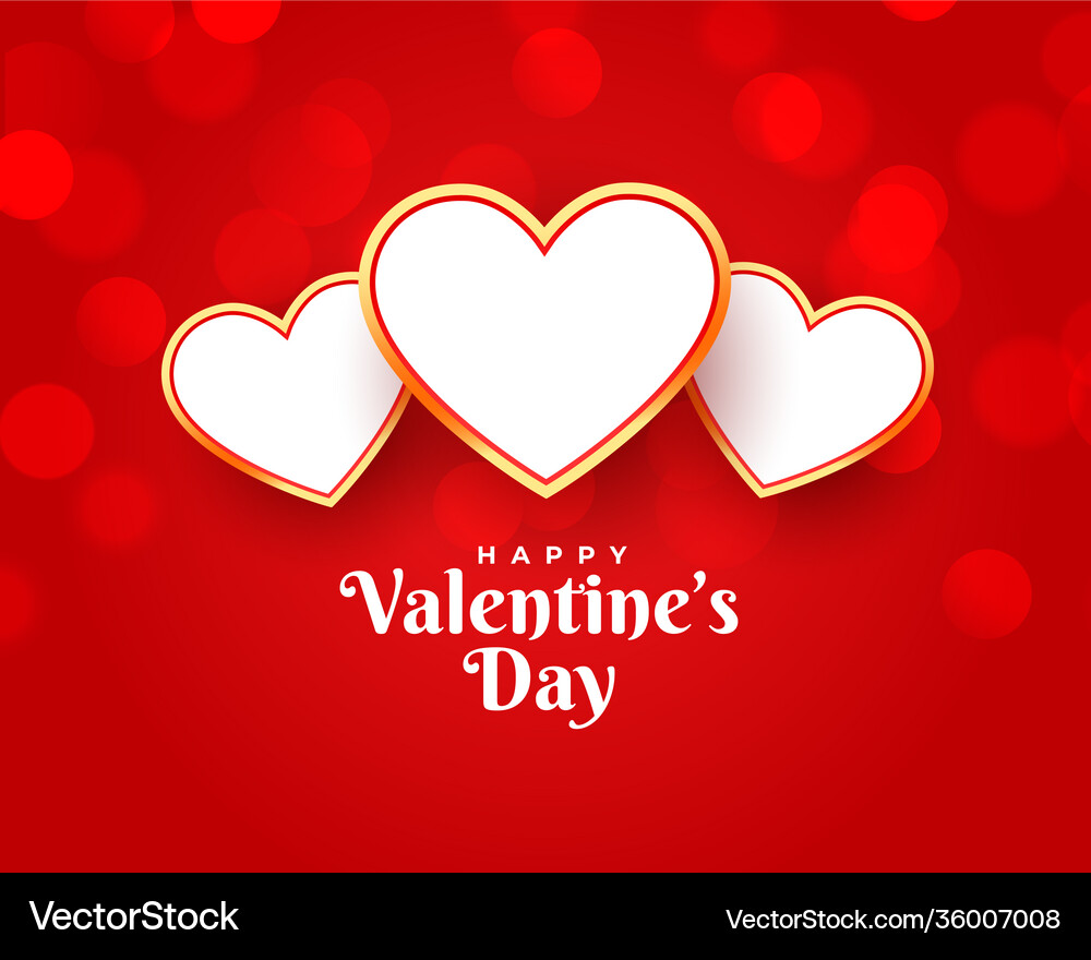 Happy valentines greeting design with three hearts