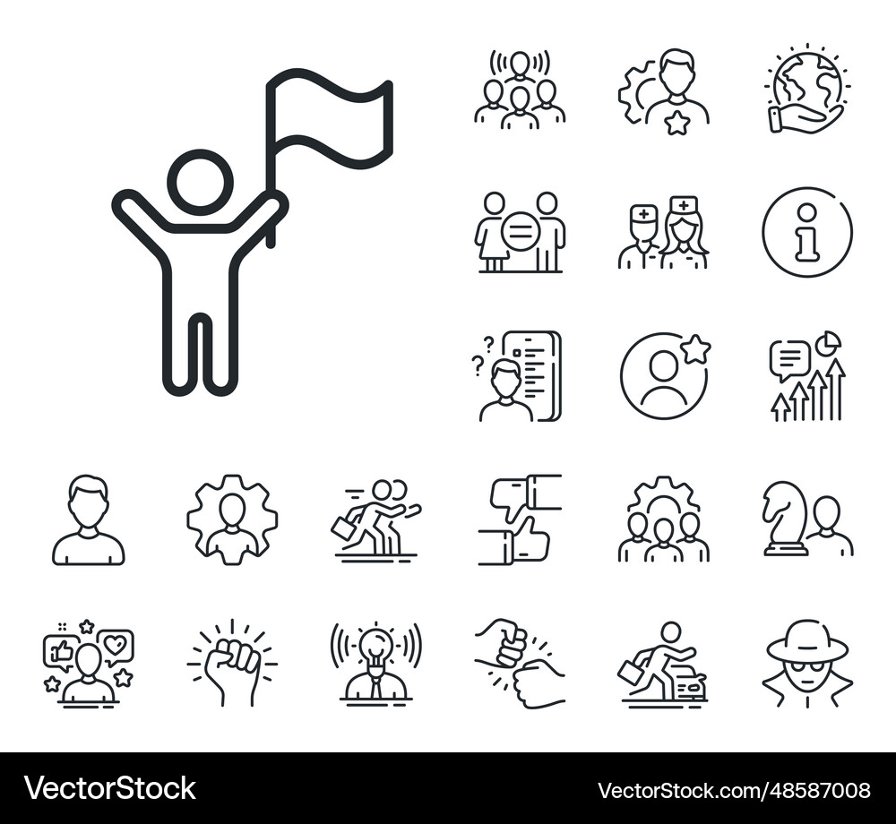 Leadership line icon success flag sign Royalty Free Vector