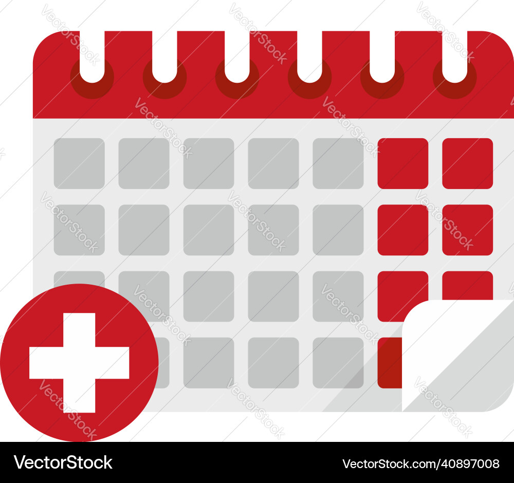 Medical calendar icon flat isolated Royalty Free Vector