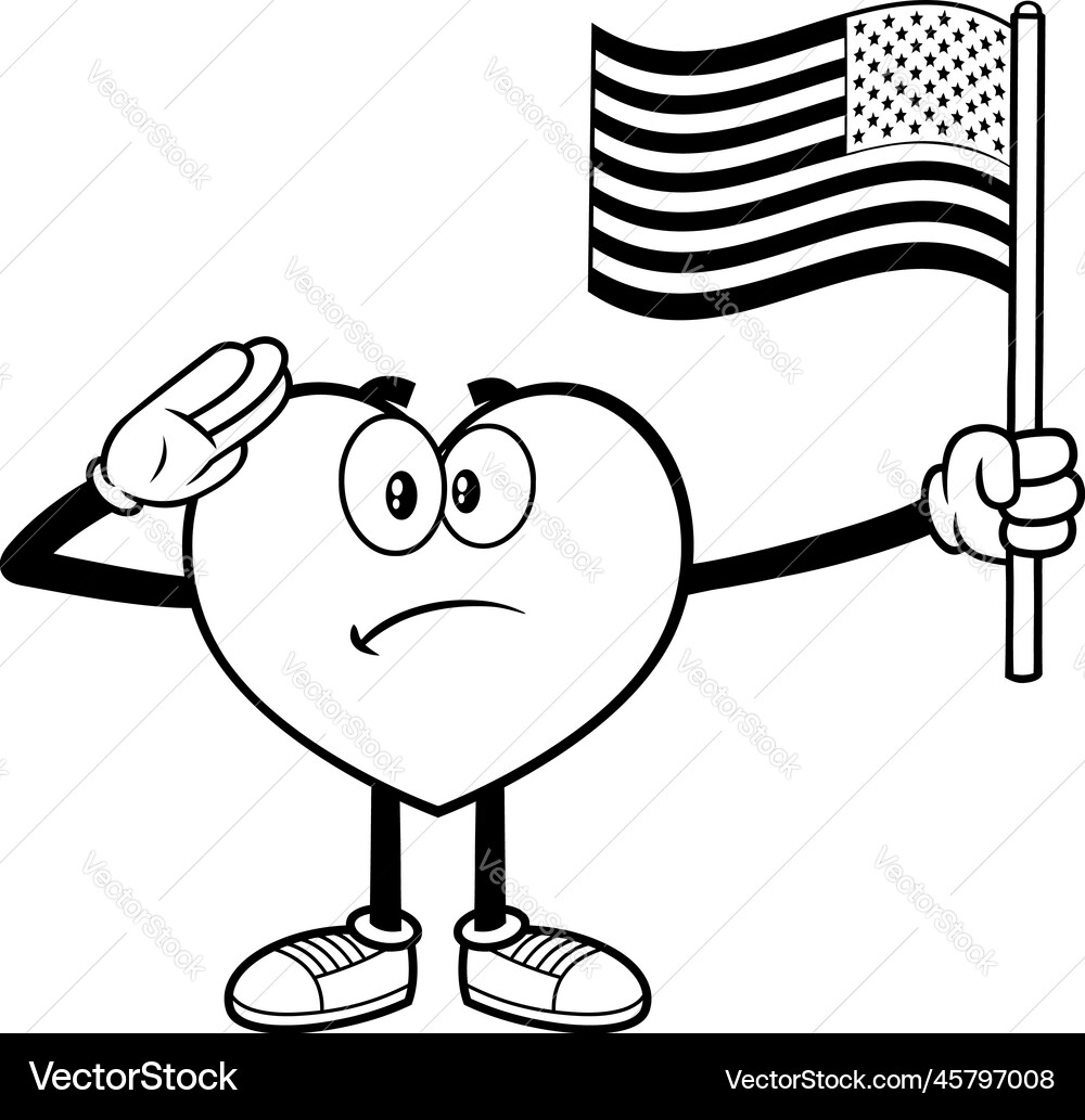 Patriotic Heart Character Salute Royalty Free Vector Image