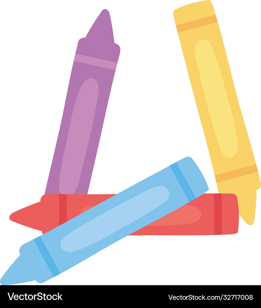 School education color crayons isolated icon Vector Image