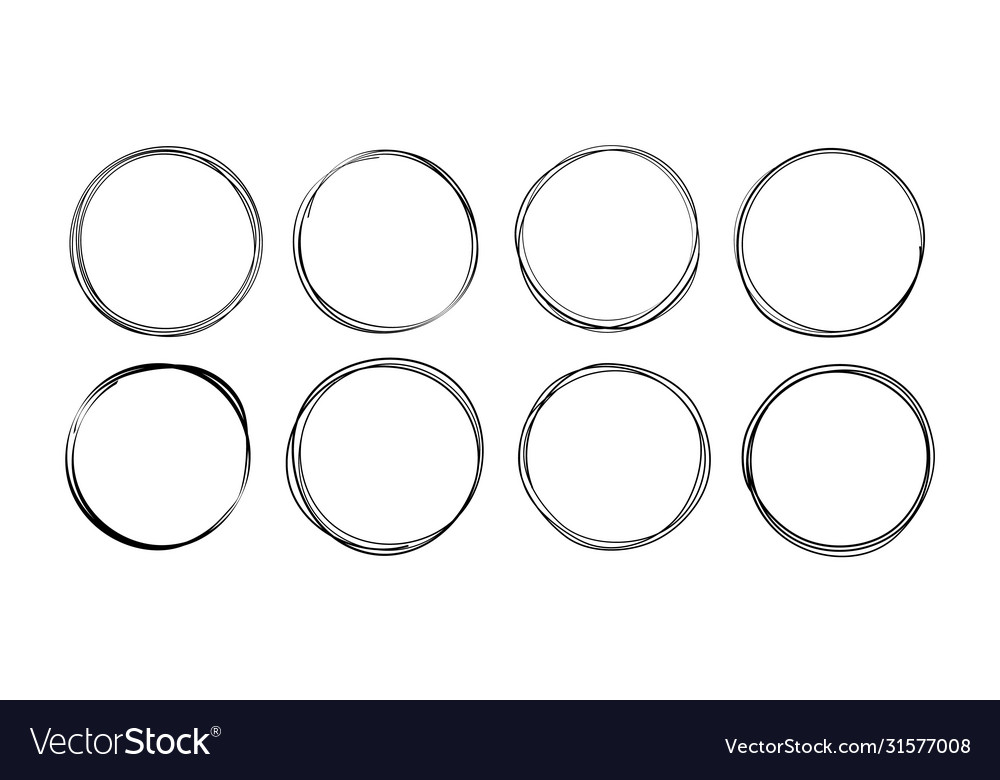 Set drawn round frames Royalty Free Vector Image