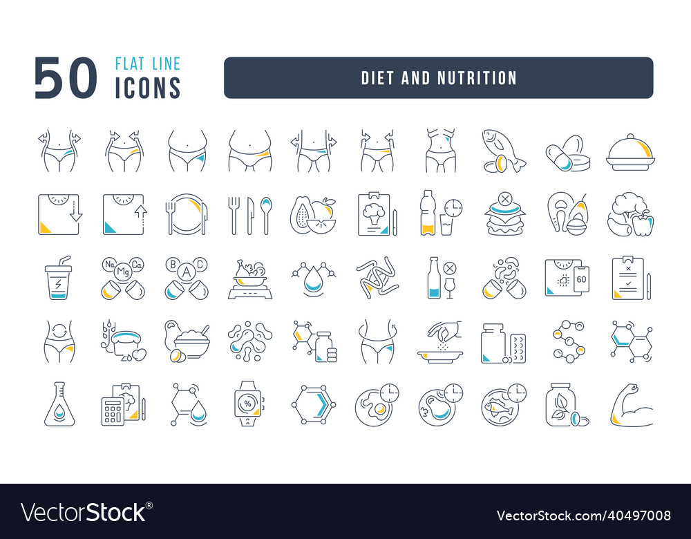 Set of linear icons of diet and nutrition Vector Image