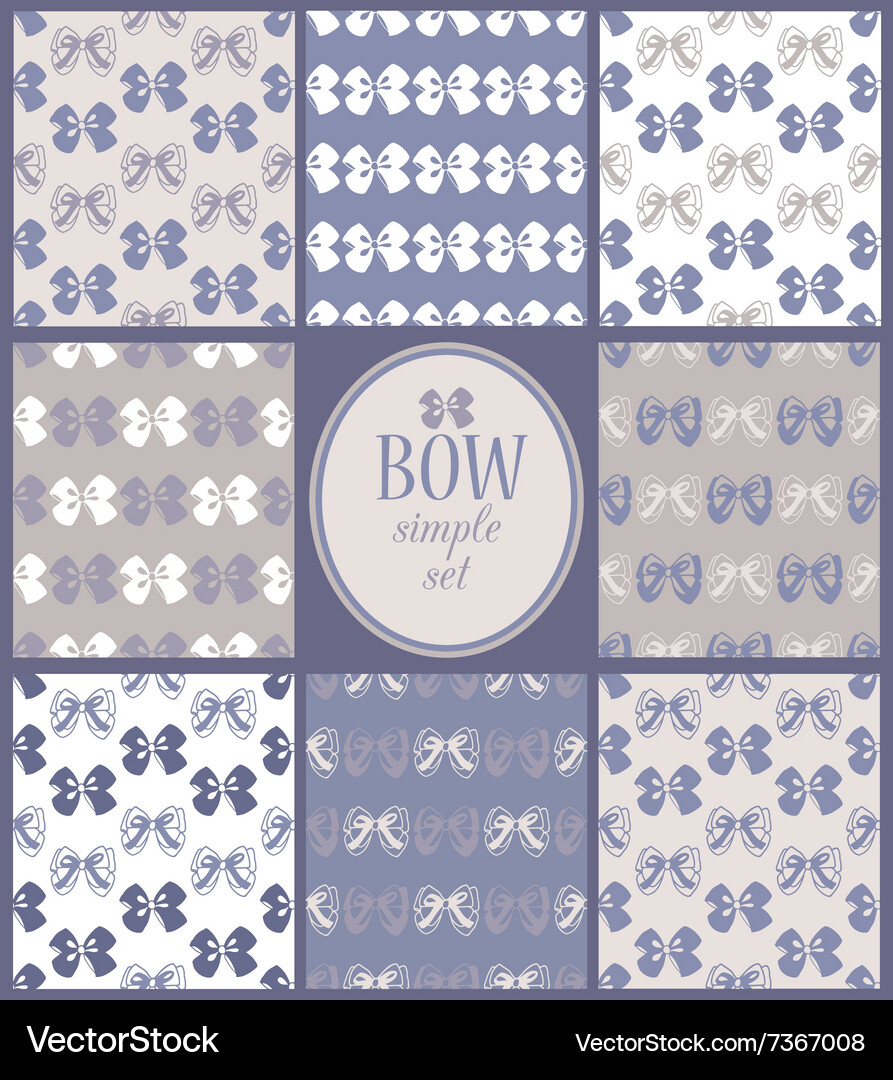 Siimple set of seamless bow backgrounds Royalty Free Vector