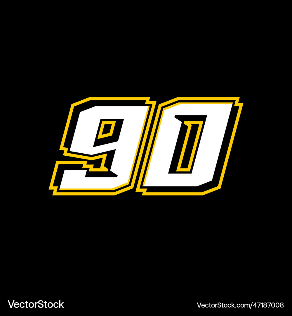 Sport racing number template 90 Royalty Free Vector Image