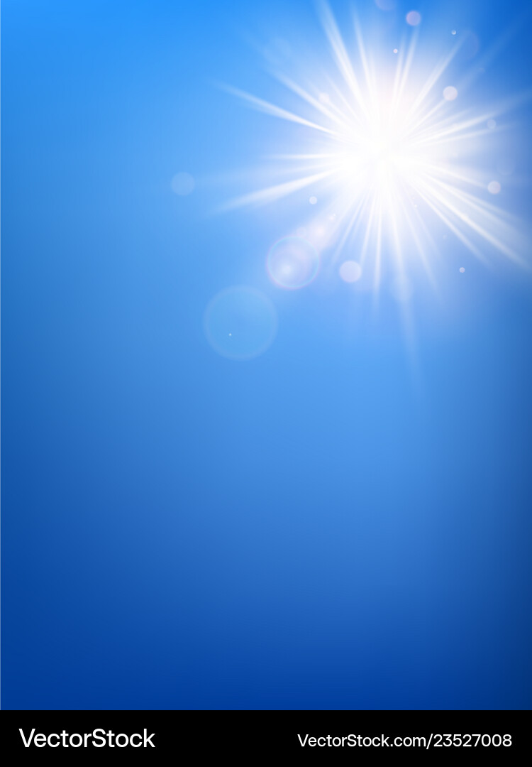 Summer blue sky template and hot summer sun rays Vector Image