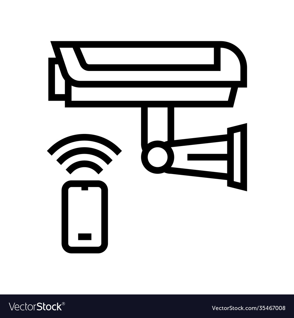 Video camera security system remote control line Vector Image