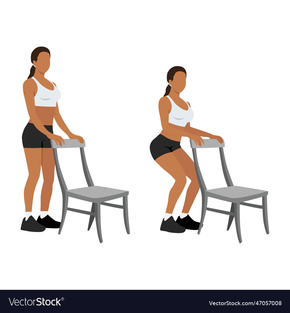 Woman Doing Chair Squat Exercise Partial Or Half Vector Image