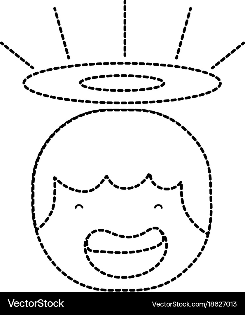 Dotted shape tender happy angel head with aureole Vector Image