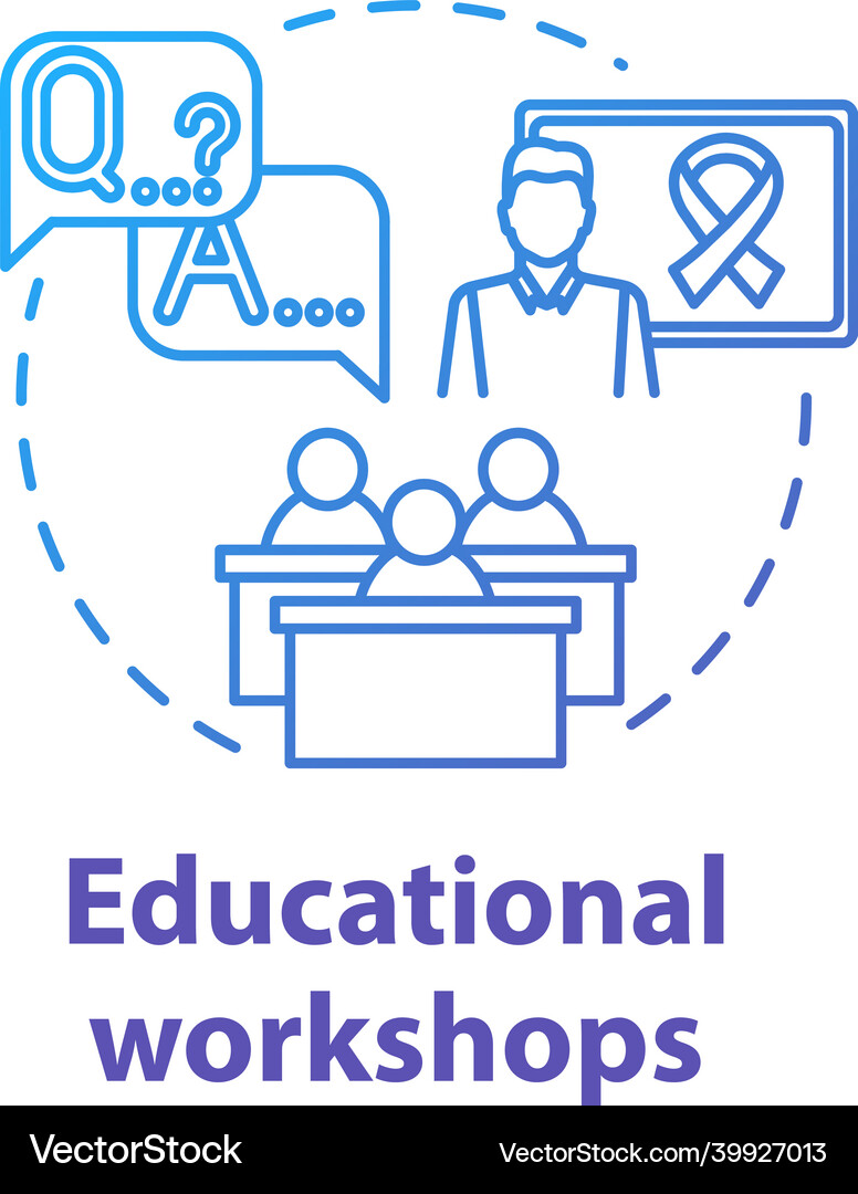 Educational workshops concept icon informing Vector Image