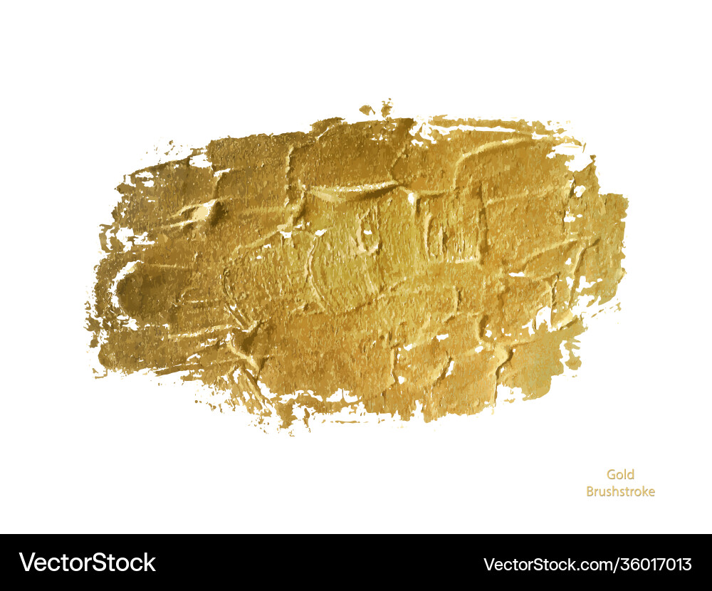 Gold paint smear stroke stain abstract Royalty Free Vector