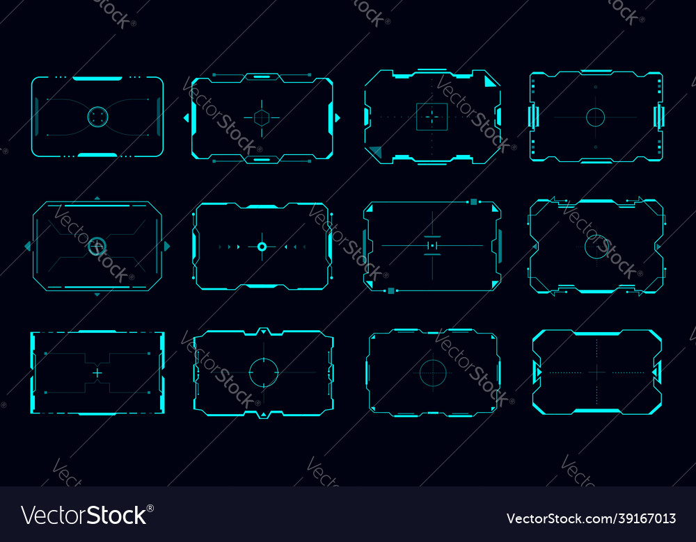 Hud target frames and aim control panel borders Vector Image