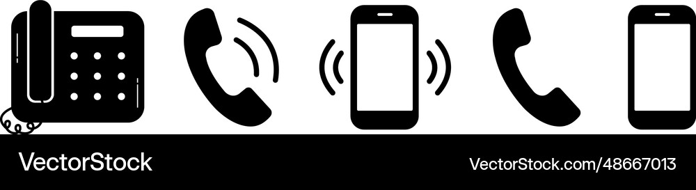 Phone icon set flat symbol smartphone old phone Vector Image