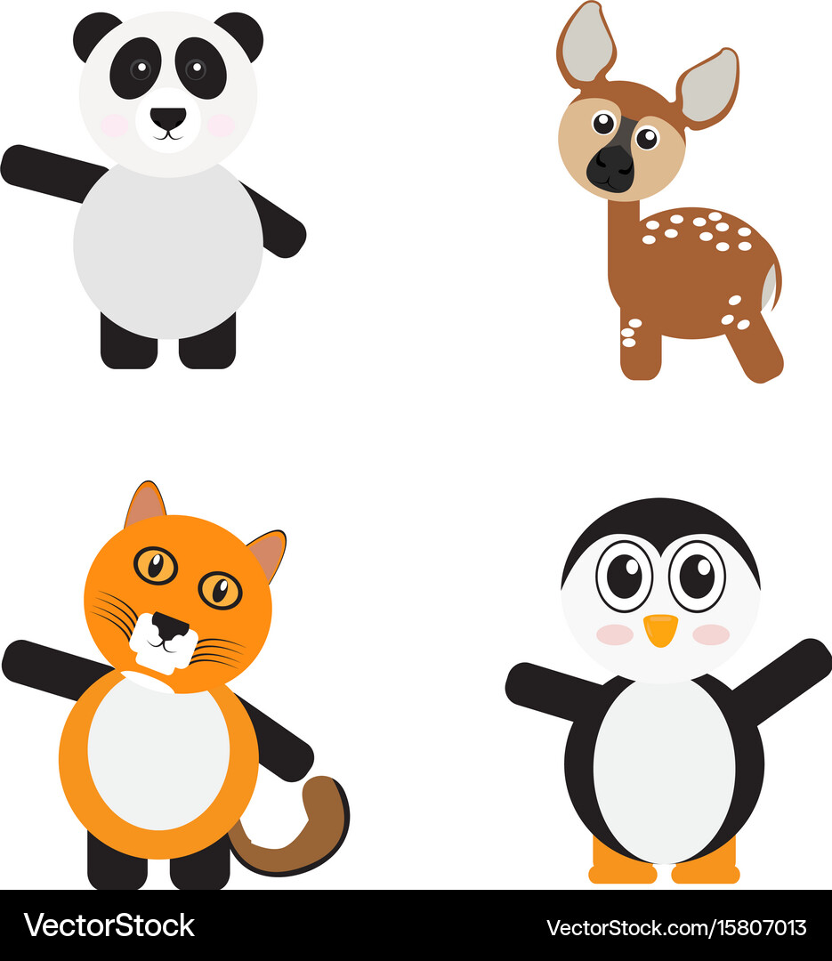 Set of cute animals Royalty Free Vector Image - VectorStock