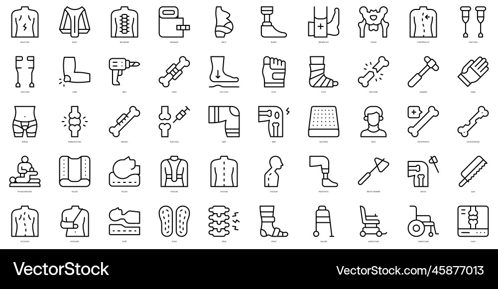 Set of thin line orthopedics icons Royalty Free Vector Image