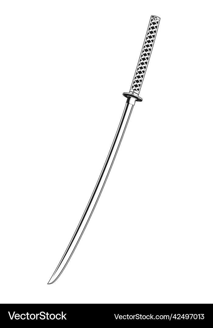 Vintage monochrome japanese sword Royalty Free Vector Image