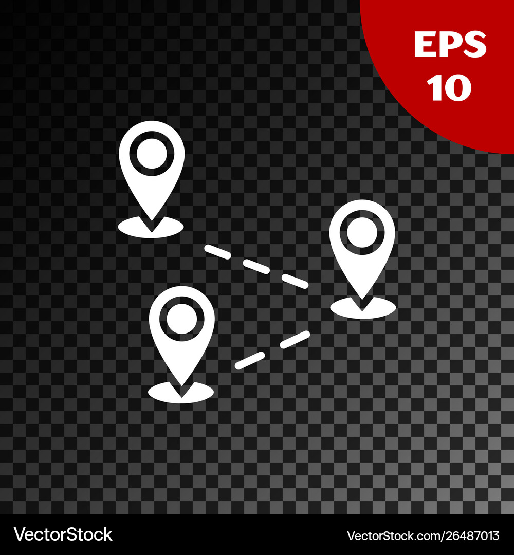 White route location icon isolated on transparent Vector Image