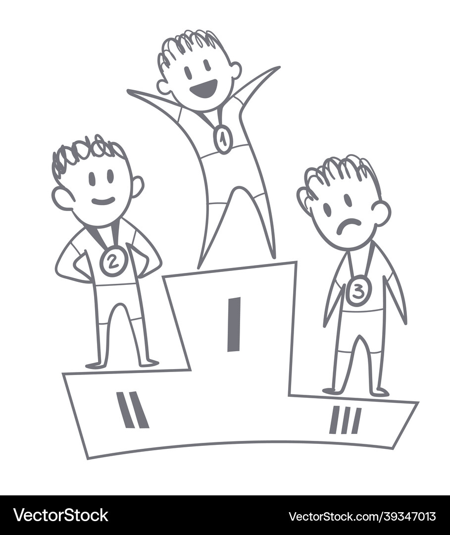Winner podium black white sketches outline Vector Image
