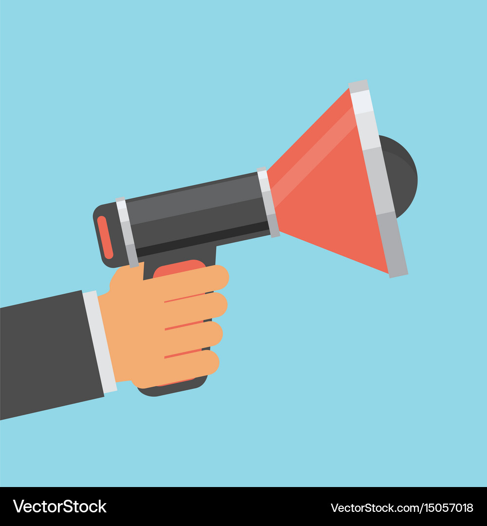 Business man holding megaphone for website Vector Image