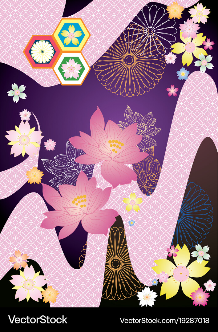 Chinese traditional floral flower background Vector Image