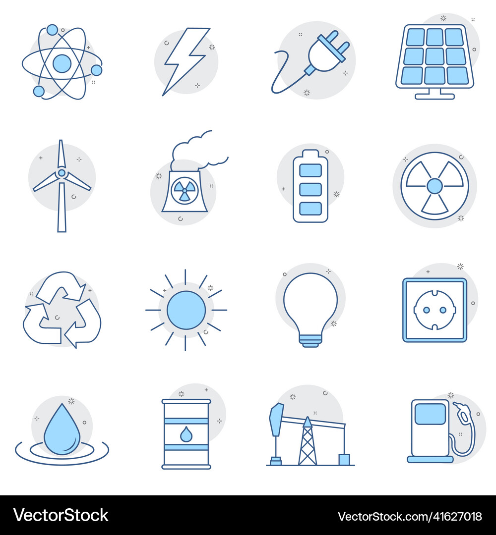 Energy and electricity icon set in thin line Vector Image