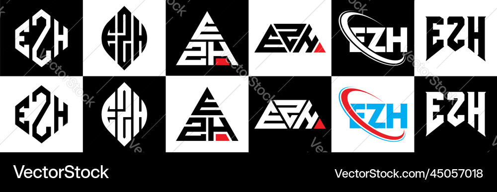 Ezh letter logo design in six style polygon Vector Image